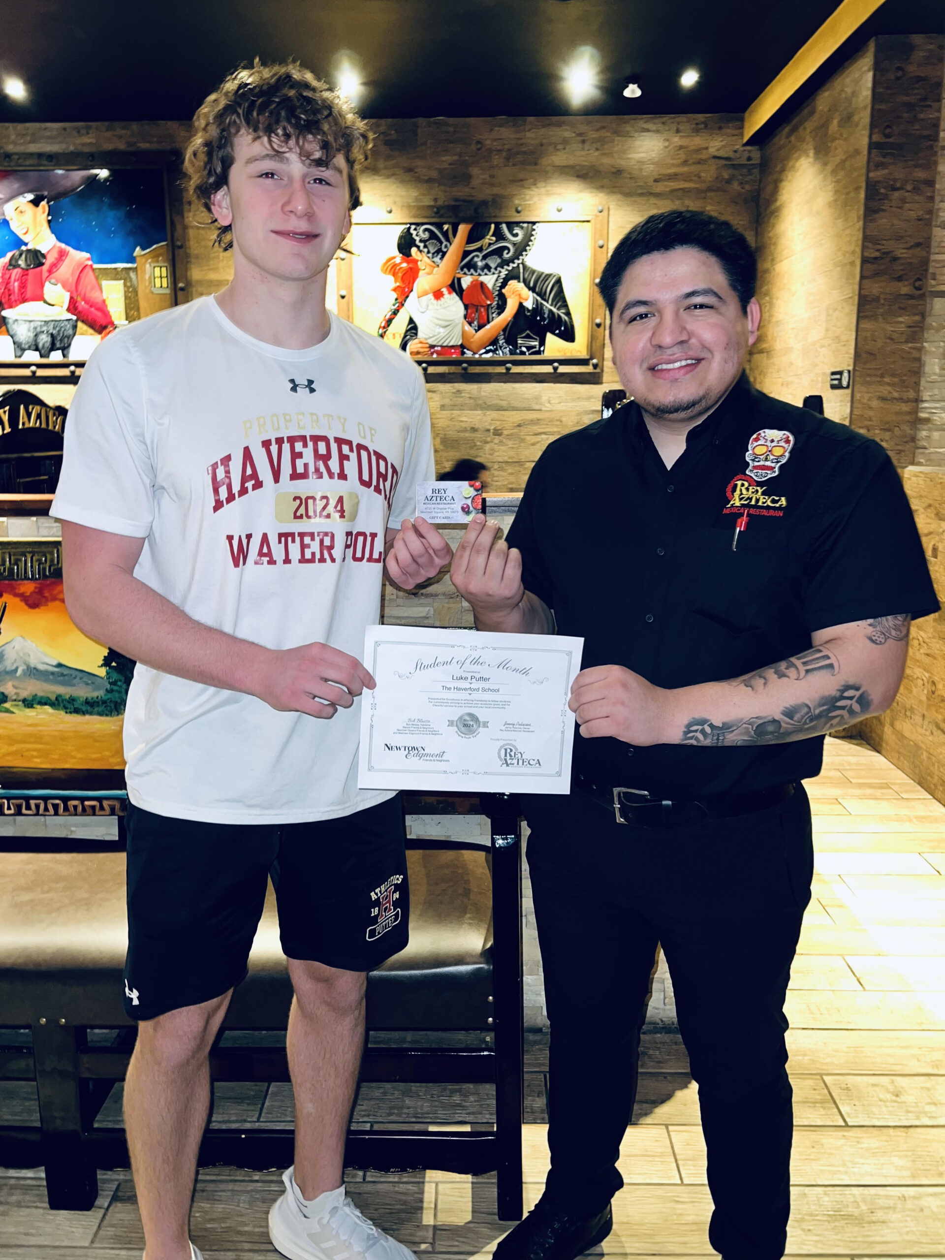 Congratulations Luke! March Rey Azteca’s Student of the Month - Newtown ...
